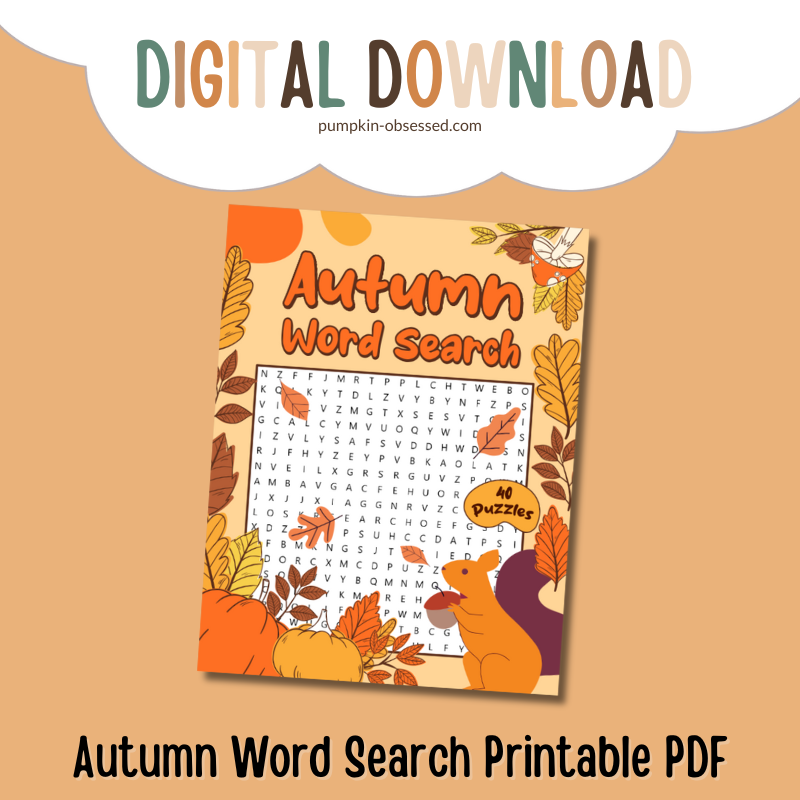 Autumn Word Search Printable PDF - Pumpkin Obsessed