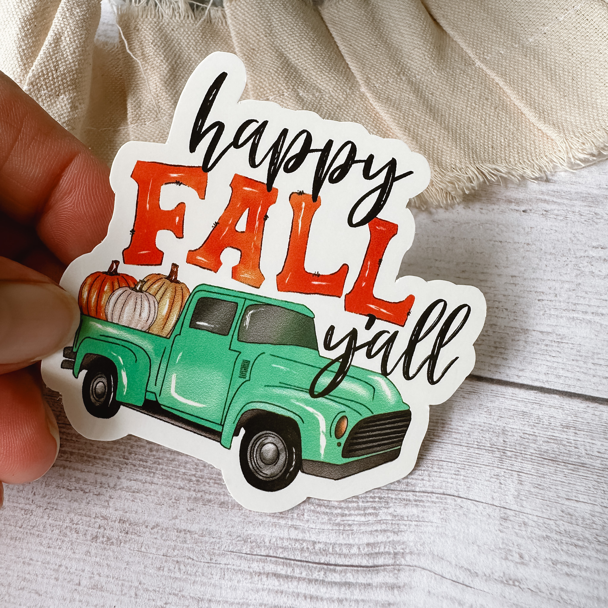 Happy Fall Y'all Vinyl Sticker - Pumpkin Obsessed